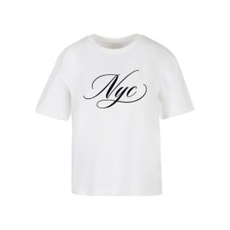 T-Shirt MISS TEE "Miss Tee NYC Calligraphy Letters Tee", Damen, Gr. XL, wei&szlig;, 100% Baumwolle, bedruckt, oversize, Rundhals, Shirts T-Shirt