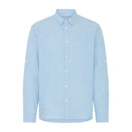 Leinenhemd Blend "Leinenhemd BHAban Slub Linen Mix", Herren, Gr. S, N-Gr, blau (lichen blau), Obermaterial: 70% Baumwolle CO. 30% Leinen LI., Hemden