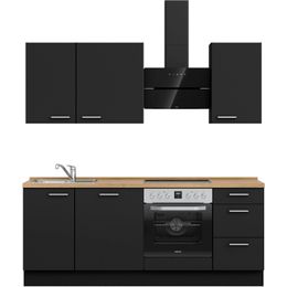 K&uuml;chenzeile Nobilia "Touch II", NEU: individuell anpassbar mit gratis Profi-Beratung", schwarz (k&uuml;che: schwarz, korpus: schwarz, arbeitsplatte: eiche sierra nachbildung), B:210,3cm H:216,6cm T:60cm, Komplettk&uuml;chen-Sets, K&uuml;chenzeile, vormontiert, Breite 210 cm, Ausrichtung w&auml;hlbar, wahlw. mit E-Ger&auml;ten