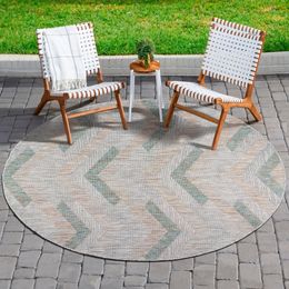 Teppich Sanat "Melissa 8004", grau, H:10mm &Oslash;:200cm, Kunstfaser, Teppiche, Teppich, Kurzflor, In -und Outdoor geeignet, Wohnzimmer