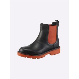 Stiefelette Heine, Damen, Gr. 41, orange (schwarz, orange), Glattleder, Leder, Rindsleder, Schuhe Stiefelette