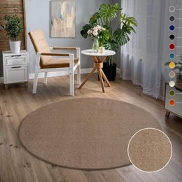 Teppich Sanat "Uni", beige, H:13mm &Oslash;:80cm, Kunstfaser, Teppiche, Teppich, robuster Kurzflorteppich, gro&szlig;e Farbauswahl, Wohnzimmer, alle R&auml;ume