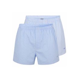 Webboxer BOSS "Web-Boxershorts 2er Pack", Herren, Gr. XL, wei&szlig; (wei&szlig;, blau), Obermaterial: 100% Baumwolle CO., Unterhosen