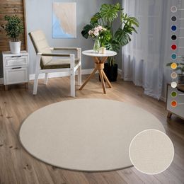 Teppich Sanat "Uni", beige (creme), H:13mm &Oslash;:80cm, Kunstfaser, Teppiche, Teppich, robuster Kurzflorteppich, gro&szlig;e Farbauswahl, Wohnzimmer, alle R&auml;ume