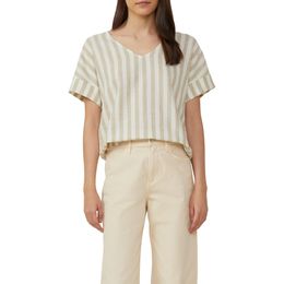 T-Shirt s.Oliver, Damen, Gr. 44, beige (twill stripe), Obermaterial: 100% Baumwolle, gestreift, regular fit taillenbedeckt, V-Ausschnitt, Shirts T-Shirt, mit Streifen Muster