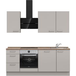 K&uuml;chenzeile Nobilia "Touch II", NEU: individuell anpassbar mit gratis Profi-Beratung", grau (k&uuml;che: grau, korpus: steingrau, arbeitsplatte: eiche havanna nachbildung), B:210,3cm H:216,6cm T:60cm, Komplettk&uuml;chen-Sets, K&uuml;chenzeile, vormontiert, Breite 210 cm, Ausrichtung w&auml;hlbar, wahlw. mit E-Ger&auml;ten