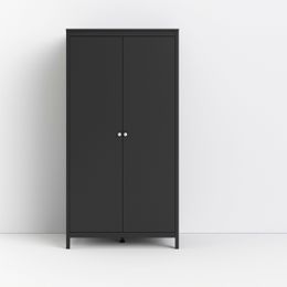 Kleiderschrank Home Affaire "Madrid, Dreht&uuml;renschrank, Aufbewahrung Kasten Schrank Stauraum", schwarz (schwarz matt), B:102,1cm H:199cm T:58,4cm, Holzwerkstoff, Schr&auml;nke, Kleiderschrank, 2t&uuml;riger Schrank mit 5 Einlegeb&ouml;den und Kleiderstange, Breite 102 cm