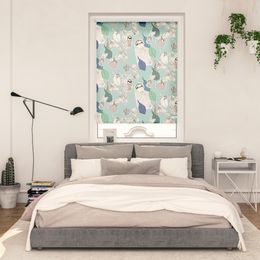 Seitenzugrollo LICHTBLICK ORIGINAL "Rollo Klemmfix, ohne Bohren, Verdunkelung, Sloths on turquoise - Gr&uuml;n", gr&uuml;n (gr&uuml;n, wei&szlig;), B:120cm H:150cm, Polyester, Rollos, Seitenzugrollo