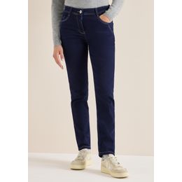 Cecil Damen Comfort-fit-Jeansrinsed wash, Gr. 34, unifarben, Jeans, 87% Baumwolle, 11% Polyester, 2% Elasthan, Jeans, 5-Pocket-Style