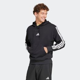 Kapuzensweatshirt adidas Sportswear "M 3S FT HD", Herren, Gr. L, schwarz-wei&szlig; (schwarz, wei&szlig;), Obermaterial: 55% Baumwolle, 36% Polyester, 9% Viskose, angesetztes B&uuml;ndchen, Sweatshirts
