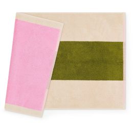 SUITE702 Badematte Colours on the Beach Rosa / Olivgr&uuml;n