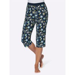 Schlafhose, Damen, Gr. 36/38, Normalgr&ouml;&szlig;en, blau (dunkelblau, bedruckt), 100% Baumwolle, gebl&uuml;mt, gemustert, mehrfarbig, Hosen Schlafhose