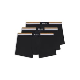 Trunk BOSS "Trunk 3P Motion", Herren, Gr. M (50), 3 Stk., schwarz (schwarz001), Jersey, Obermaterial: 52% Baumwolle, 43% Polyester, 5% Elasthan, kontrastfarbene Details, unifarben, unifarben mit Farbeins&auml;tzen, k&ouml;rpernah, Unterhosen, mit elastischem Bund