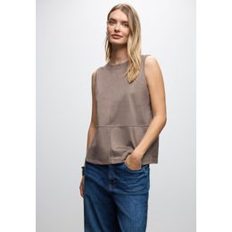 Tr&auml;gertop Street One, Damen, Gr. 34, braun (silk braun), Samt, 90% Polyester, 10% Elasthan, unifarben, normal normal, Rundhals, abgesteppt, Tops Tr&auml;gertop, aus elastischem Materialmix