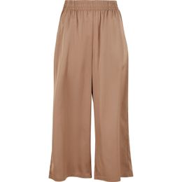 Stoffhose Urban Classics "Urban Classics Ladies Satin Wide Leg Culotte", Damen, Gr. XS, US-Gr&ouml;&szlig;en, softtaupe, 96% Polyester, 4% Elasthan, unifarben, loose fit, Hosen Stoffhose