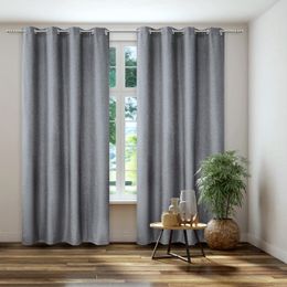 Vorhang Kutti "Dimout" Gr. 2, grau, B:140cm H:145cm, Polyester, Gardinen, Verdunkelung, Thermo, isolierend, einfarbig