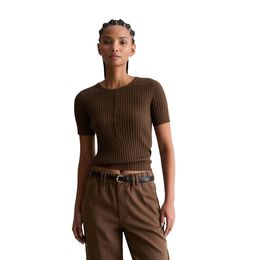 Marc O'Polo Strickpullover MARC O'POLO DENIM "aus LENZING&trade; ECOVERO&trade;", Damen, Gr. L, braun (hazelnut braun), Obermaterial: 72% Viskose, 28% Polyester, unifarben, Rundhals, Pullover Strickpullover