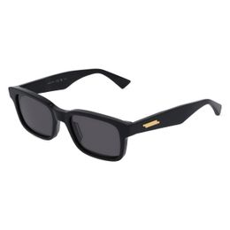 Bottega Veneta BV1146S | Herren-Sonnenbrille | Fassung: Vollrand, Quadratisch, Kunststoff, Schwarz Gl&auml;nzend | Glasfarbe: Grau