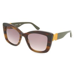 K by KARL LAGERFELD Karl Lagerfeld KL6139S | Unisex-Sonnenbrille | Fassung: Vollrand, Quadratisch, Acetat, Braun Gestreift | Glasfarbe: Gr&uuml;n Verlaufend
