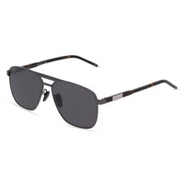 Gucci GG1164S | Unisex-Sonnenbrille | Fassung: Vollrand, Pilot, Metall, Gun Gl&auml;nzend | Glasfarbe: Grau
