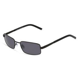 Fielmann BD 502 SUN FLEX CL | Herren-Sonnenbrille | Fassung: Vollrand, Quadratisch, Metall, Schwarz Gl&auml;nzend | Glasfarbe: Grau