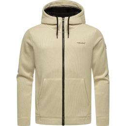 Kapuzenstrickjacke Ragwear "Fabian", Herren, Gr. L (52), beige (ecru), Rippware, Material: 100% Polyester. Innenfutter: 100% Polyester, Basic, gerade h&uuml;ftbedeckend, hoch geschlossener Ausschnitt, &Auml;rmel ohne &Auml;rmelschlitz Rippb&uuml;ndchen, Strickjacken, Herren Basic Rippstrick-Jacke mit Kapuze