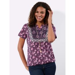 Kurzarmshirt Inspirationen "Shirt", Damen, Gr. 44, erika, marine, bedruckt, 100% Baumwolle, gebl&uuml;mt, gemustert, mehrfarbig, Rundhals, Shirts