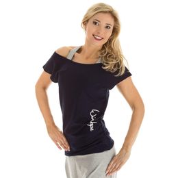 Oversize-Shirt WINSHAPE "WTR12", Damen, Gr. L, blau (night blau), 90% Baumwolle, 10% Elasthan, U-Boot-Ausschnitt, Shirts, Dance-Style