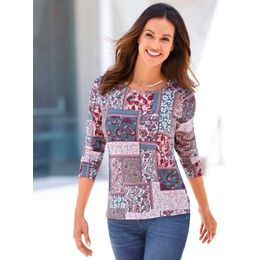 Print-Shirt Inspirationen "Shirt", Damen, Gr. 36, blau (hortensie, taubenblau, bedruckt), 95% Baumwolle, 5% Elasthan, gemustert, mehrfarbig, Rundhals, Shirts