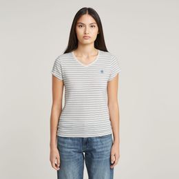 G-Star Raw V-Shirt G-STAR "Eyben", Damen, Gr. M (38), wei&szlig; (plein air highlight stripe), Jersey, Obermaterial: 100% Baumwolle, gestreift, slim fit normal, V-Ausschnitt, Shirts, mit Label