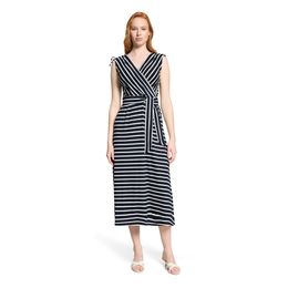Jerseykleid Betty Barclay "Damen ohne Arm", Damen, Gr. 36, Normalgr&ouml;&szlig;en, schwarz-wei&szlig; (dunkelblau, wei&szlig;), Obermaterial: 95% Viskose, 5% Elasthan, ausgestellt lang, V-Ausschnitt, Kleider Jerseykleid
