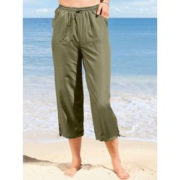 7/8-Hose Classic Basics, Damen, Gr. 19, Kurzgr&ouml;&szlig;en, gr&uuml;n (khaki), 100% Polyester, unifarben, 7/8-L&auml;nge, Hosen 7/8-Hose