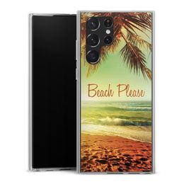 DeinDesign Galaxy S22 Ultra Handy Silikon H&uuml;lle Case transparent Handyh&uuml;lle Beach Palm Tree Urlaub Silikon Case