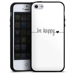 DeinDesign iPhone SE (2016-2019) Handy Silikon H&uuml;lle Case schwarz Handyh&uuml;lle Sayings Statement Happiness