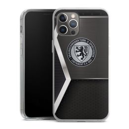 DeinDesign iPhone 12 Pro Max Handy Silikon H&uuml;lle Case transparent Handyh&uuml;lle Eintracht Braunschweig Metallic Look Official Licensed Product Silikon Case