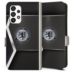 DeinDesign Galaxy A53 5G Handy Klapph&uuml;lle Handyh&uuml;lle aus Kunst Leder wei&szlig; Flip Case Official Licensed Product Metallic Look Eintracht Braunschweig Sideflip mit 