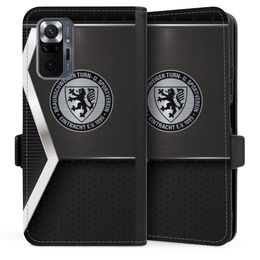 DeinDesign Xiaomi Redmi Note 10 Pro Handy Klapph&uuml;lle Handyh&uuml;lle aus Kunst Leder schwarz Flip Case Eintracht Braunschweig Metallic Look Official Licensed Product 