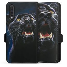 DeinDesign Galaxy A50 Handy Klapph&uuml;lle Handyh&uuml;lle aus Kunst Leder schwarz Flip Case Panther Animals Jungle Sideflip mit Lasche