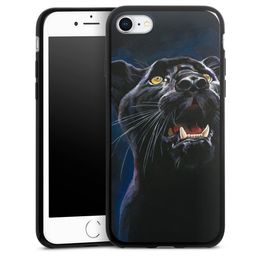 DeinDesign iPhone SE (2022) Handy Slim Case extra d&uuml;nn Silikon Handyh&uuml;lle schwarz H&uuml;lle Panther Animals Jungle Silikon Slim Case