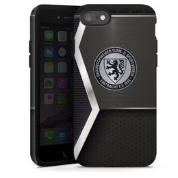 DeinDesign iPhone SE (2020) Handy Panzer Handyh&uuml;lle robuste Outdoor H&uuml;lle Schutzh&uuml;lle matt Official Licensed Product Metallic Look Eintracht Braunschweig Tough 