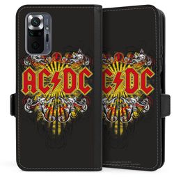 DeinDesign Xiaomi Redmi Note 10 Pro Handy Klapph&uuml;lle Handyh&uuml;lle aus Kunst Leder schwarz Flip Case Music Acdc Rock Sideflip mit langer Lasche