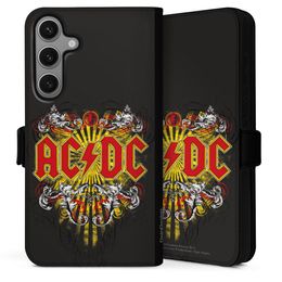 DeinDesign Galaxy S25+ Handy Klapph&uuml;lle Handyh&uuml;lle aus Kunst Leder schwarz Flip Case Music Acdc Rock Sideflip mit Lasche