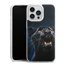 DeinDesign iPhone 13 Pro Handy Silikon H&uuml;lle Case wei&szlig; Handyh&uuml;lle Panther Animals Jungle Silikon Case