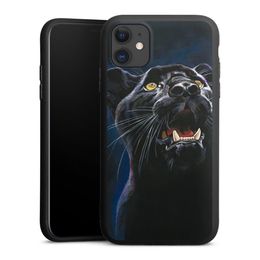 DeinDesign iPhone 11 Handy Premium Silikon H&uuml;lle Handyh&uuml;lle schwarz Case Panther Animals Jungle Silikon Premium Case