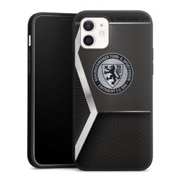 DeinDesign iPhone 12 Handy Premium Silikon H&uuml;lle Handyh&uuml;lle schwarz Case Eintracht Braunschweig Metallic Look Official Licensed Product Silikon Premium Case