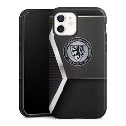 DeinDesign iPhone 12 mini Handy Panzer Handyh&uuml;lle robuste Outdoor H&uuml;lle Schutzh&uuml;lle gl&auml;nzend Eintracht Braunschweig Metallic Look Official Licensed Product Tough