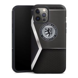 DeinDesign iPhone 12 Pro Handy Panzer Handyh&uuml;lle robuste Outdoor H&uuml;lle Schutzh&uuml;lle matt Eintracht Braunschweig Metallic Look Official Licensed Product Tough Case
