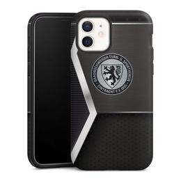 DeinDesign iPhone 12 Handy Panzer Handyh&uuml;lle robuste Outdoor H&uuml;lle Schutzh&uuml;lle matt Eintracht Braunschweig Metallic Look Official Licensed Product Tough Case