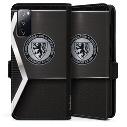 DeinDesign Galaxy S20 Handy Klapph&uuml;lle Handyh&uuml;lle aus Kunst Leder schwarz Flip Case Eintracht Braunschweig Metallic Look Official Licensed Product Sideflip mit 