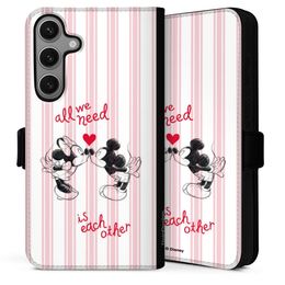 DeinDesign Galaxy S25+ Handy Klapph&uuml;lle Handyh&uuml;lle aus Kunst Leder schwarz Flip Case Love Disney Sideflip mit Lasche